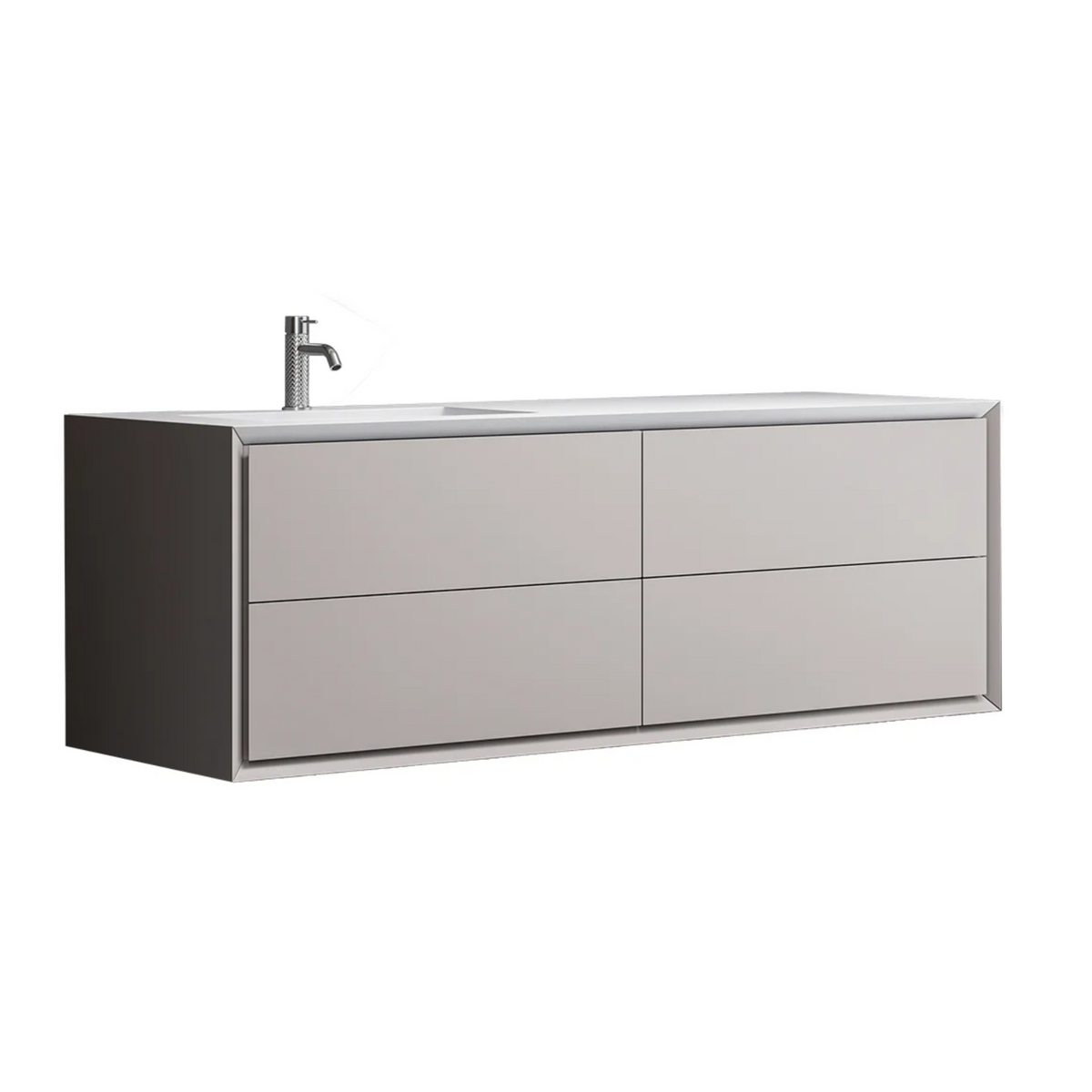 Agua Canada ILANKA-W104 60’’ Suspended Vanity 4 Drawers Matte White — Rise