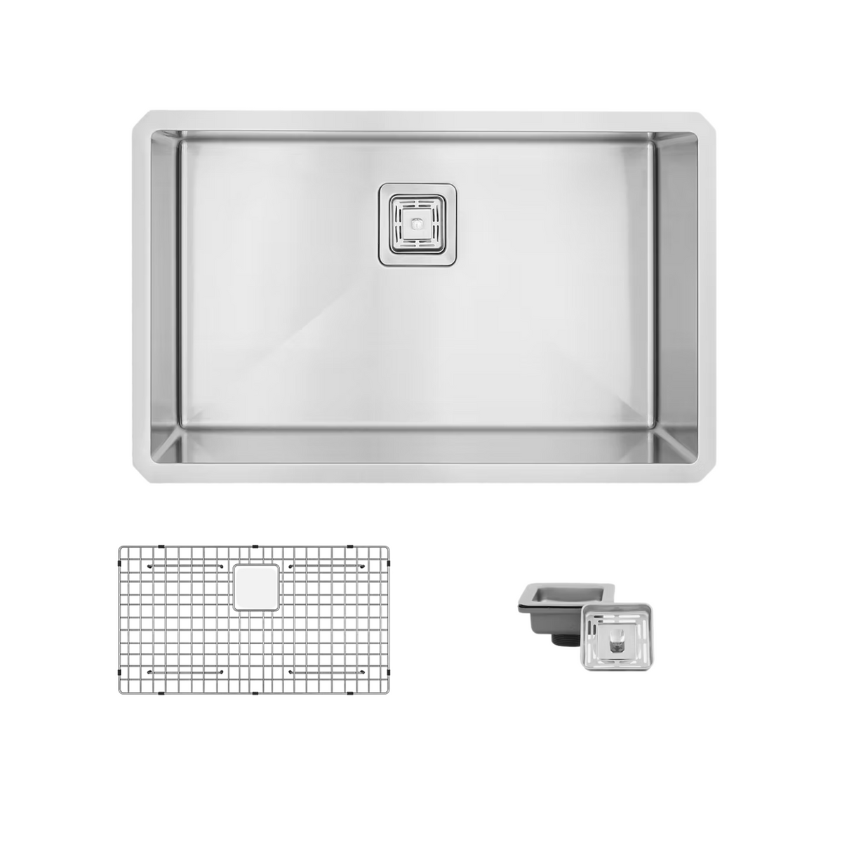 Stylish JET 30" Single Bowl Kitchen Sink, 16 Gauge Stainless Steel wit ...
