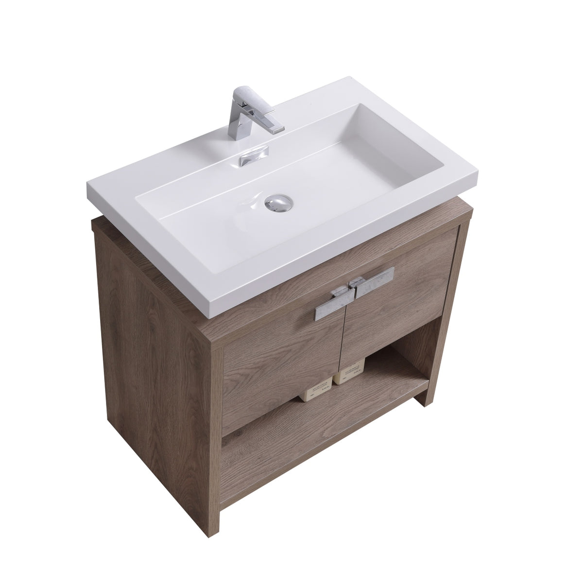 KubeBath Levi 32" Modern Freestanding Bathroom Vanity with Cubby Hole ...